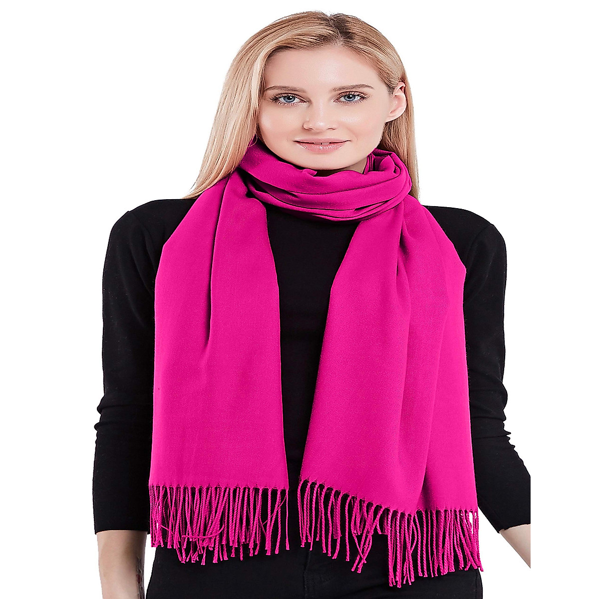 CJ Apparel Hot Pink 100% Cashmere Shawl Pashmina Scarf Wrap Stole Hand Made in Nepal NEW