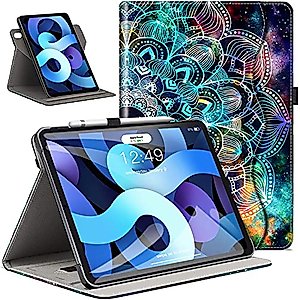 VORI iPad Air 5th/4th Generation 10.9 Inch 2022/2020 Case with 360 Rotating, Multi-Angle Viewing Folio Stand Cover with Pocket, Auto Sleep/Wake for iPad Air 4 & 5 case, Mandala Galaxy