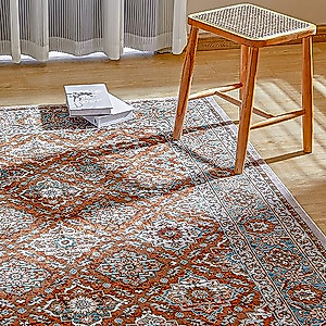 Boho Vintage Area Rug - 5x7 Large Persian Washable Living Room Rug Ultra-Thin Non-Slip Non-Shedding Print Floor Carpet for Bedroom Home