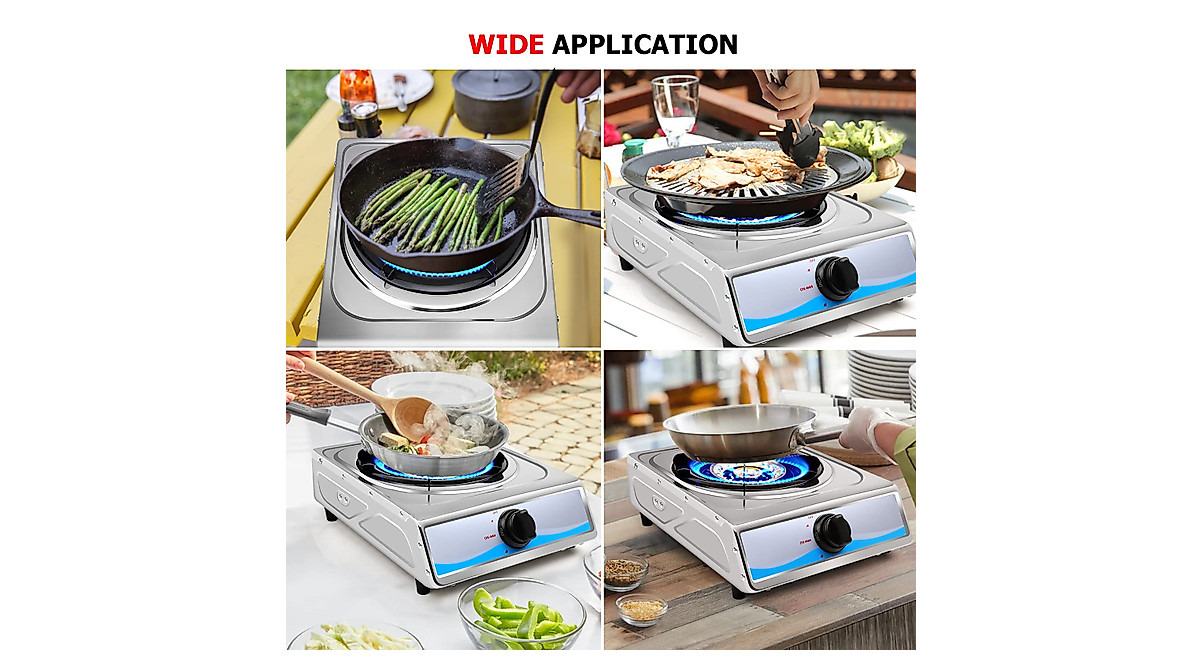 Portable Propane Gas Cooktop - Auto Ignition Stainless Steel