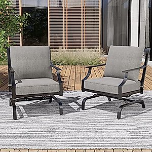 Grand patio 2 PCS Patio Furniture Sets Patio Chair Set Metal K/D Chat Set with Grey Cushions,Matched with Different Types of Tables