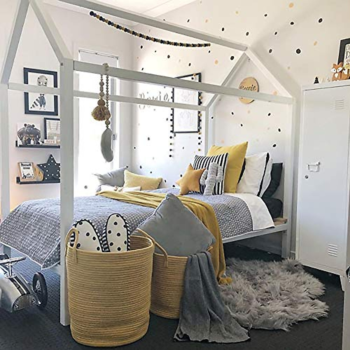 Mojesse Large Baskets for Blankets，Soft Cotton Rope Woven Storage Baskets with Strong Handles，Perfect for Nursery Laundry Basket,Kids Toy Hamper, Throw Blanket Basket for Living Room