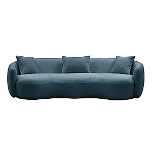 kevinplus 94'' Blue Cloud Curved Sofa Boucle Couch for Living Room, Modern Luxury Contemporary Upholstered Sectional Sofa Couch for Home Apartment Office Studio, 3 Pillows, Blue