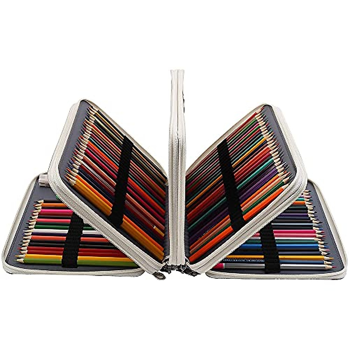 Shulaner 200 Slots Colored Pencil Case with Zipper Closure Large Capacity Butterflies and Rose Pattern Pencils Bag Waterproof Leather Pen Organizer Storage Holder for Artist