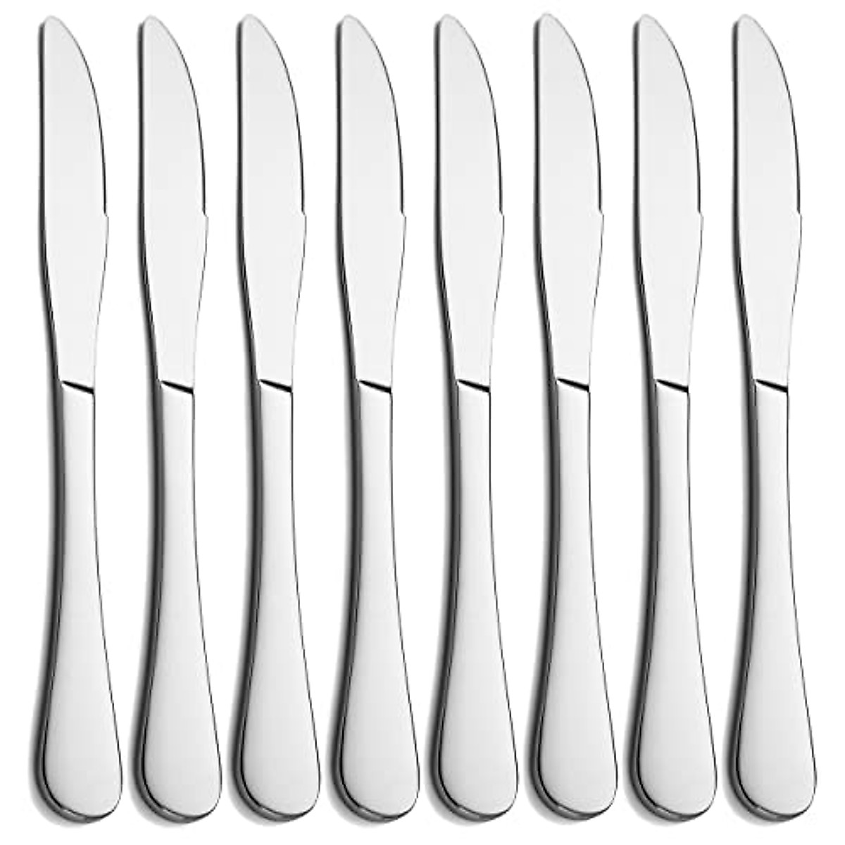 Wyt Dinner Knives Set of 8, Stainless Steel 8 Piece Dinner Knife, Silverware Cutlery Table Knives 9.1-Inch, Mirror Polish and Dishwasher Safe