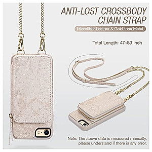 iPhone SE 2022 Wallet Case, iPhone 8 Crossbody Case, ZVEdeng Zipper Wallet Card Holder Crossbody Strap Case Shockproof Leather Purse Case for iPhone SE 3rd Gen (2022) 2020/8/7 4.7'' Lizard Skin Beige
