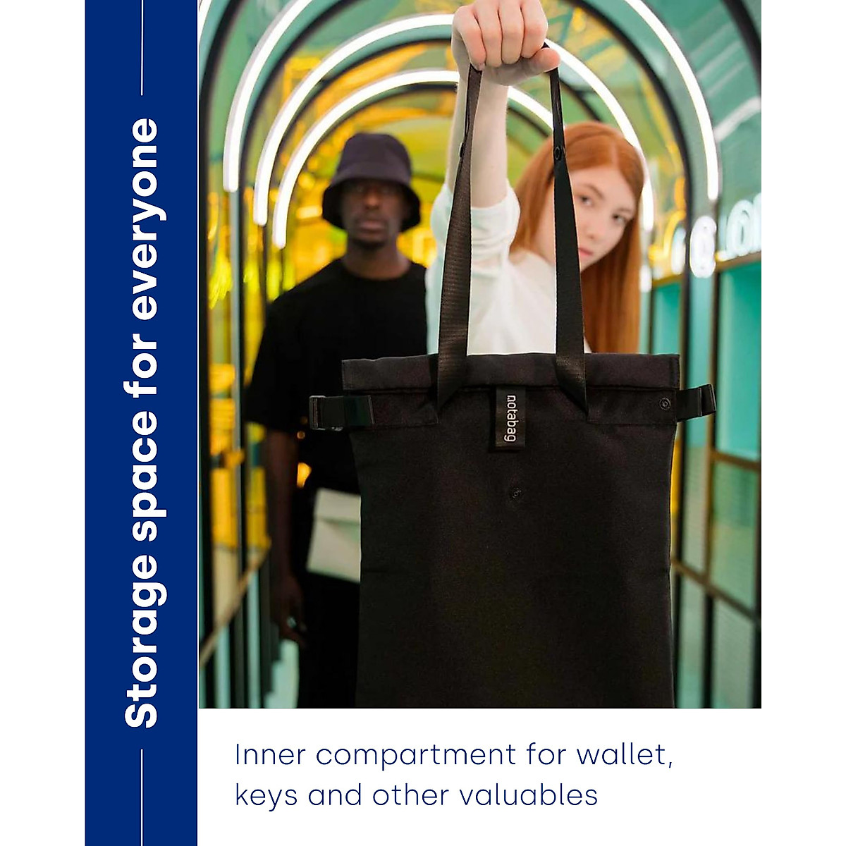 Notabag Crossbody bag (black) – All in one tote bag, handbag, fanny pack & belt bag – Innovative design made from recycled materials – Crossbody bag men and women – Versatile cross body bag