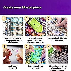 DOTSOPS 2P DIY Diamond Painting Kits 5D Full Drill for Adults Art Moon Tree Combo Suitable Kids Home Wall Decor Christmas All Saints' Day Gifts of Life Crystal Rhinestone Embroidery Craft12x16in