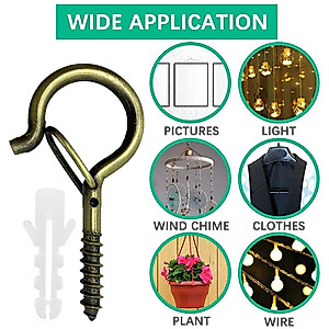 Wasnton 10 Pcs Q-Hanger Screw Hooks with Safety Buckle Design，Wall Mount 2.2 Inch Ceiling Hooks for Hanging Plants Outdoor Wire Fairy Hanger Lights and ​Party