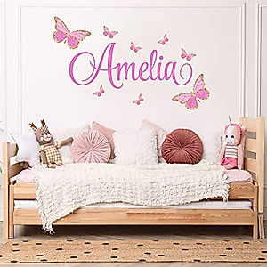 Butterfly Wall Decals - Custom Name Wall Decal – Baby Girl Wall Decor - Personalized Name Wall Decals for Girls – Kids Bedroom Nursery Decor - Butterflies Sticker