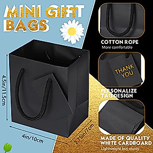 Zhehao 50 Pack Mini Gift Bags, 4 x 2.75 x 4.5 Inches Paper Bags with Gift Tags, Extra Small Paper Gift Bags with Handles for Birthday Gifts, Party Favors, Weddings, Baby Showers (Black)