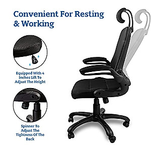 Halter Ergonomic Office Chair with Headrest Lumbar Support Mesh Office Chair with Wheels Black