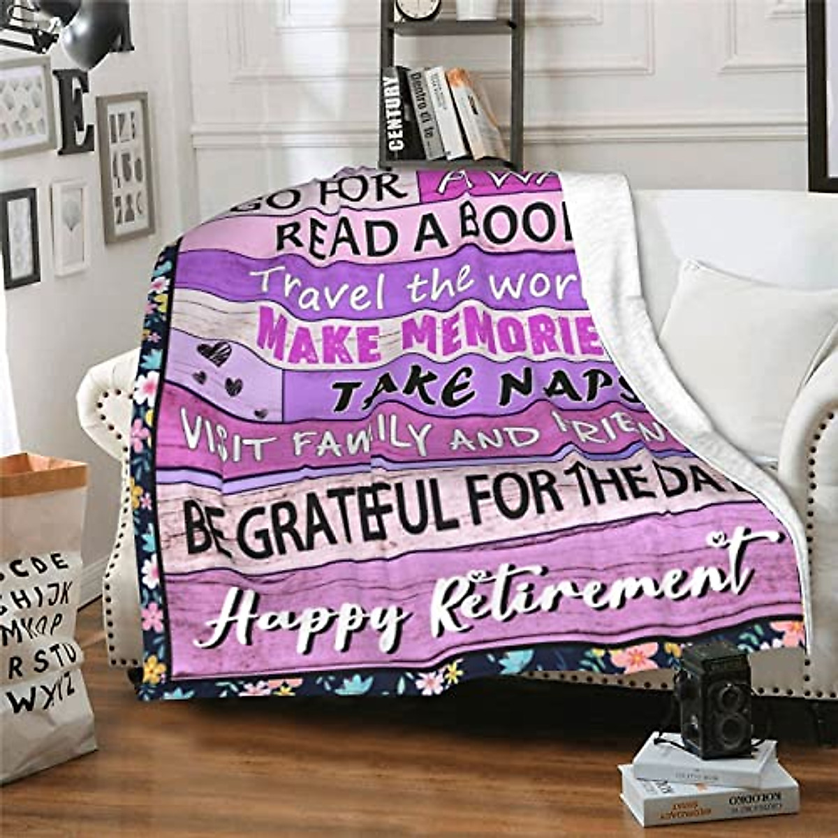 LGULDZ Retirement Gifts for Women Best Retirement Gift Blanket Happy Retirement Gift for Party Decorations Retired Teacher Coworker Warm Throw Blanket 50"x60"