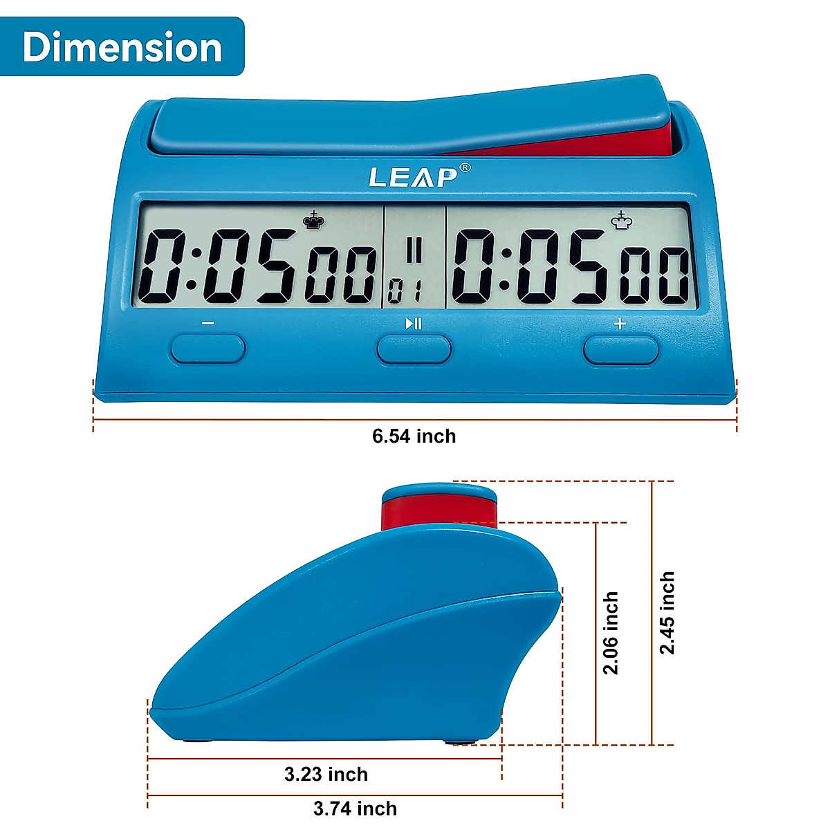 LEAP Chess Clock Advanced Digital Chess Timer with 7 Type 38 Timing Set Modes Including Single or Multi Period Countdown Restricted Moves or Time Function