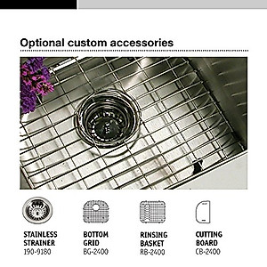 Houzer STS-1400-1 Eston Series Undermount Stainless Steel Single D Bowl Kitchen Sink, 18 Gauge