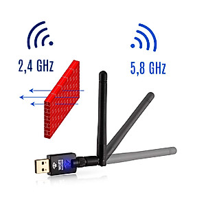 WiFi Nation® 802.11ac AC600 Fast USB WiFi Adapter, Wireless dongle with 2dBi dipole SMA Antenna, chipset: Realtek RTL8811AU, Dual Band 2.4GHz or 5GHz, Windows, MacOS and Linux Supported