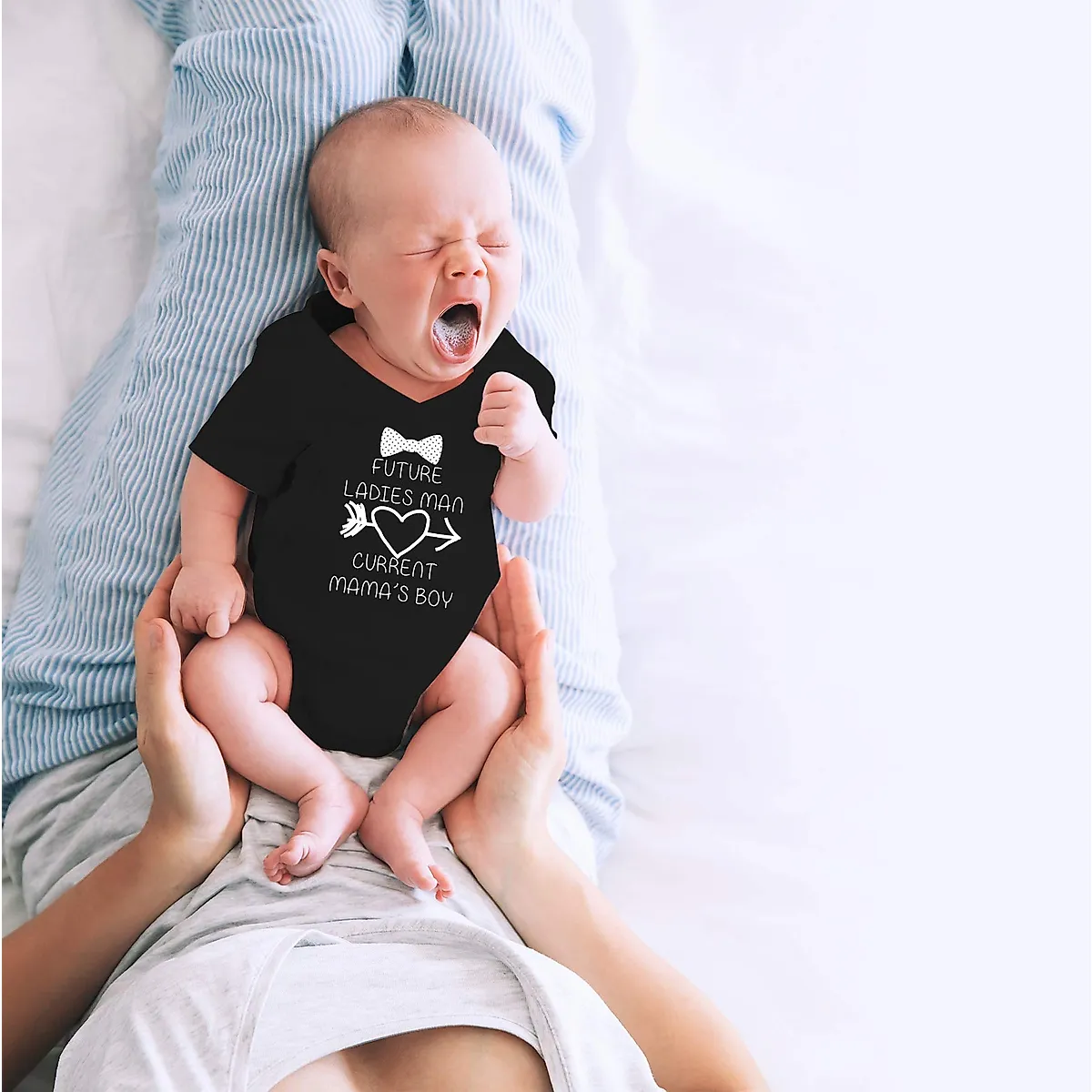 CBTwear Future Ladies Man Current Mama's Boy Bodysuit Funny Infant Comfy Baby Boy Clothes (Newborn, Black)