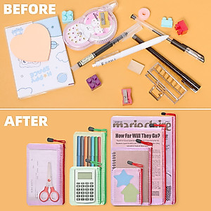 Yclin 16pcs 8 Sizes Mesh Zipper Pouch,Waterproof Zipper Bags,for Board Games Toys Storage, 8 Sizes Waterproof Plastic Document Pouch,for Travel Accessories, Documents Cosmetics School Office Supplies