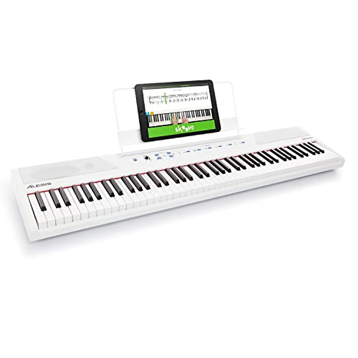 Alesis Recital – 88 Key Digital Piano Keyboard with Semi Weighted Keys, 2x20W Speakers, 5 Voices, Split, Layer and Lesson Mode, FX and Piano Lessons