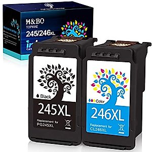 H&BO TOPMAE Remanufactured Ink Cartridges Replacement for Canon PG-245XL CL-246XL PG-243 CL-244 for PIXMA TS3320 TR4527 TR4500 MG2522 TR4520 MG2525 TS3322 MX490 Printer (1 Black+1 Color)