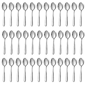 36 Pieces Teaspoons Set (6.2 inch), Pleafind Spoons Silverware, Stainless Steel Tea Spoons, Small Spoons, Mirror Polished Teaspoon, Dessert Spoons for Home, Kitchen, Restaurant, Dishwasher Safe