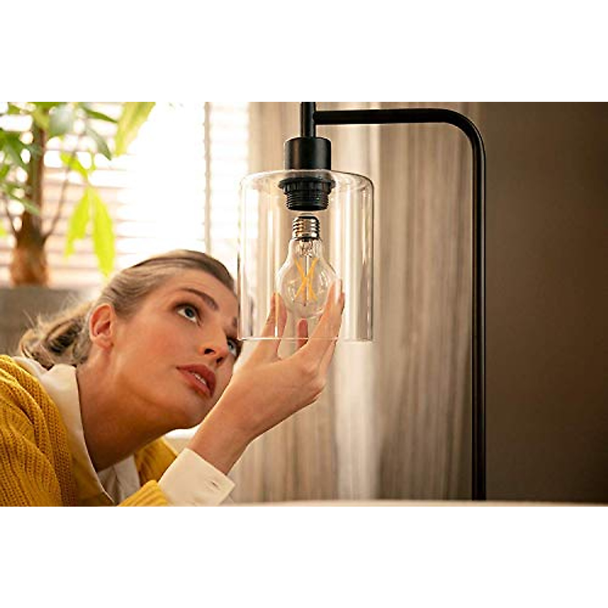 Philips LED Flicker-Free Dimmable Warm Glow Effect A19 Classic Glass Light Bulb, 800 Lumen, 2200-2700K, 8W=60W, E26 Base, Title 20 Certified, 8-Pack