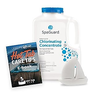 SpaGuard Chlorinating Concentrate 5lb Spa Chlorine with ScumBoat Scum Absorber & Digital Hot Tub Care Ebook