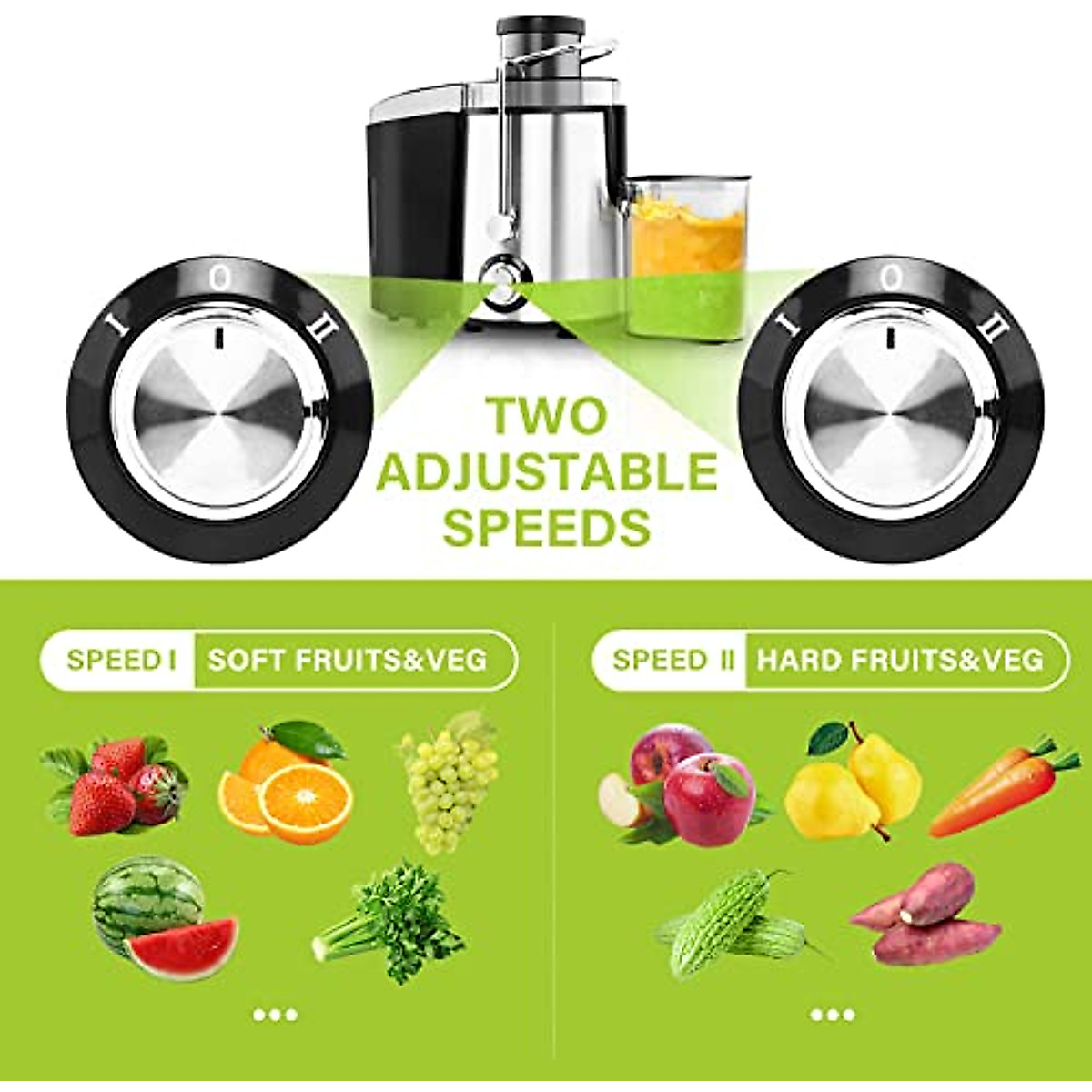 Juicer Machines,Juicer,Large 3 Inch Feed Chute Juicer for Whole Fruits and Vegetables,Faster Juicer with Dual Speed,Juice Residue Separation,Easy to Use/Clean,Anti-Drip