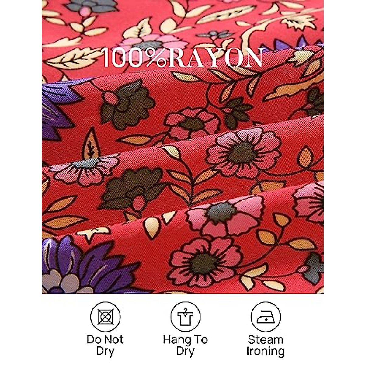 ZESICA Women's 2025 Summer Bohemian Floral Printed Elastic Waist A Line Maxi Skirt with Pockets,Floral Red,Small