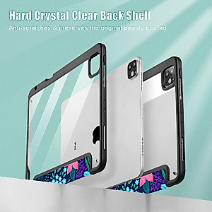 May Chen for iPad Pro M2 11 inch 4th Generation 2022, [Built-in Pencil Holder] Shockproof Cover w/Clear Transparent Back Shell Also Fit iPad Pro 11" 3rd/2nd/1st Gen 2021 2020 2018, Spring Flowers