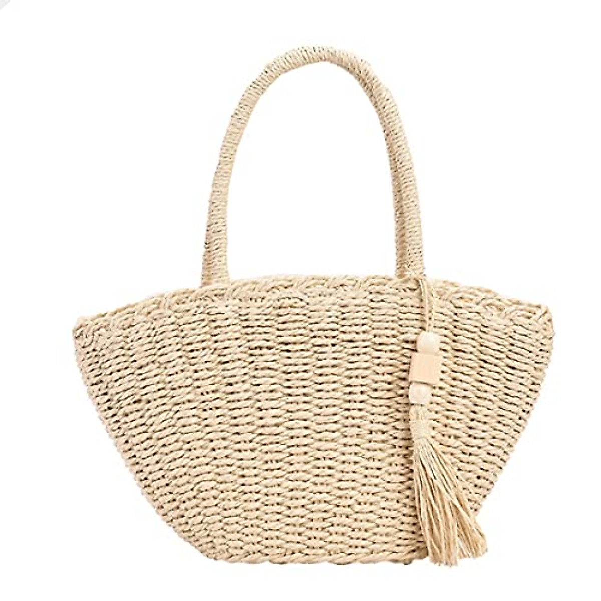 abigail paige Women Straw Handbags For Summer Beach Weave Shoulder Bag Rattan With Tassel (beige)