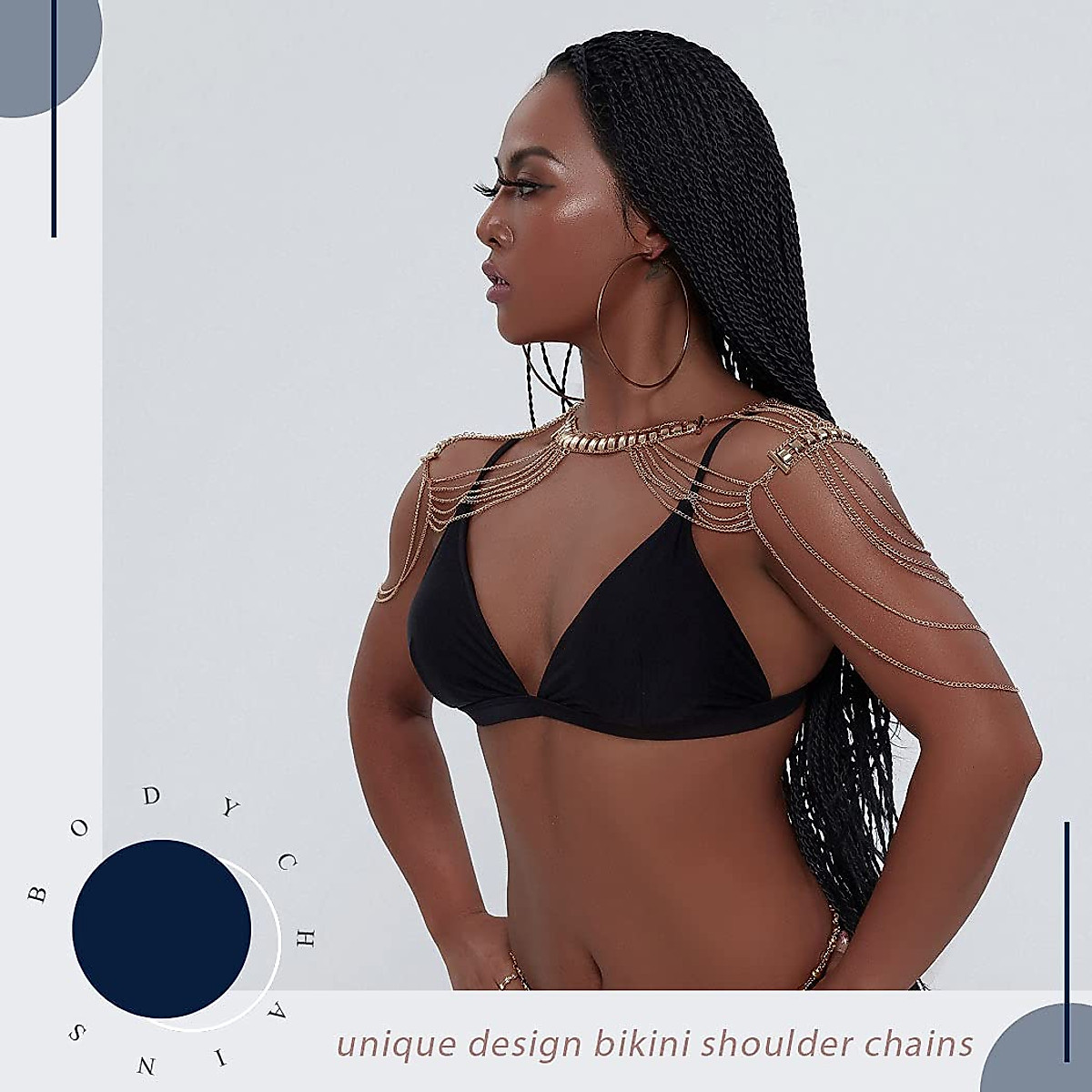 CanB Gold Body Chains Shoulder Body Chain Harness Sexy Body Jewelry Accessories for Women and Girls