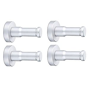eForwish Space Aluminum Garage Storage Organizer Hook Bathroom Toilet Single Robe Towel Coat Hook Rustproof Kitchen Utensil Utility Hanger Solid Metal Heavy Duty Wall Mount (4 Pcs, Silver)