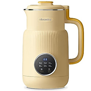 Arcmira Automatic Nut Milk Maker, 20 oz Homemade Almond, Oat, Soy, Plant-Based Milk and Dairy Free Beverages, Almond Milk Maker with Delay Start/Keep Warm/Boil Water, Soy Milk Maker with Nut Milk Bag,Yellow