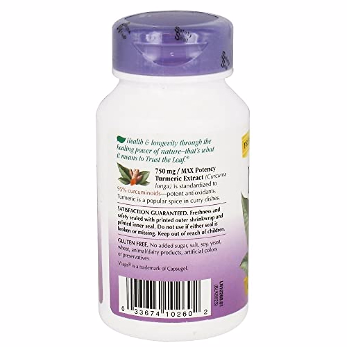 Nature's Way Premium Extract Turmeric Max Potency Standardized to 95% Curcuminoids 750 mg per serving 60 VCaps