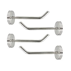 NELXULAS Brushed Stainless Steel Single Heavy Duty Long Nose Wall Mount Hook, Fit for Kitchen,Bedroom,Living Room, Bathroom,Closets,Set of 4 in Pack (4)