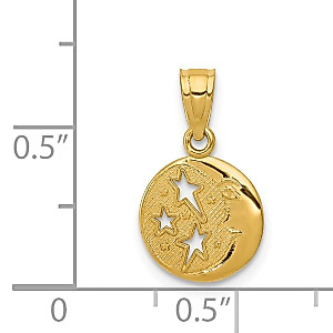 IceCarats 14K Yellow Gold Crescent Moon Stars Necklace Charm Pendant 20mm x 13mm Only