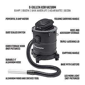 Vacmaster - Ash Vacuum 6 Gallon 8 Amp (EATC608S),Black