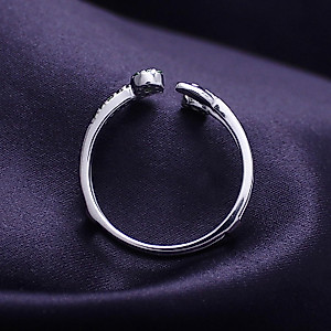 AFFY Round Cut Simulated Emerald Leaf Guard Enhancer Ring in 14k White Gold Over Sterling Silver Ring Size-12