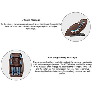 Osaki OS-4000XT B Massage Chair with LED Light Control, Brown, Ache Sensor, L-Track Massage, 2-Step Zero Gravity Mode, 6 Massage Styles, 6 Auto Massage Programs, Space Saving Technology