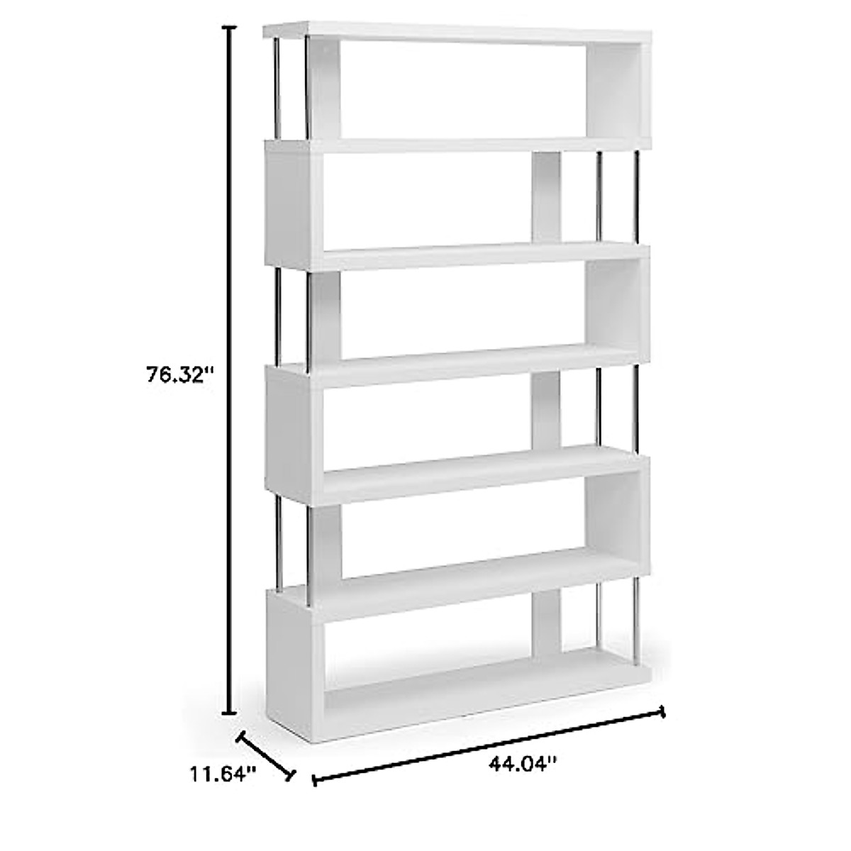 Baxton Studio Barnes 75.5-inch H 6-Shelf Bookcase, White (97-4834-HiT)