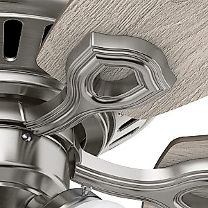 Hunter Fan Company Builder 52-inch Indoor Brushed Nickel Traditional Ceiling Fan With Bright LED Light Kit, Pull Chains, and Reversible WhisperWind Motor Included