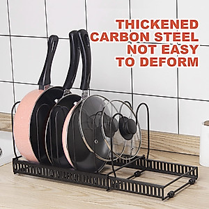 Pot cover frame, Pots and Pans Organizer，pot storage frame, retractable kitchen shelf, adjustable spacing, versatile tabletop for various pots and pans, perforated free sitting pot cover frame