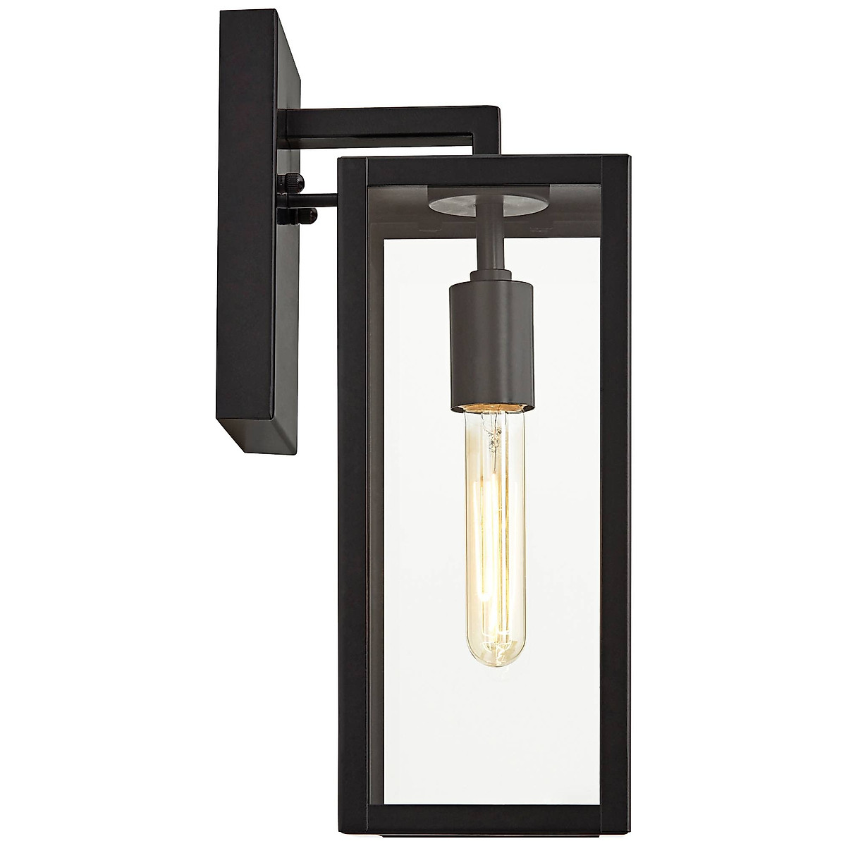 John Timberland Titan Modern Outdoor Wall Light Fixture Mystic Black 14 1/4" Clear Glass Panel for Exterior Barn Deck House Porch Yard Patio Outside Garage Front Door Garden Home Roof Lawn