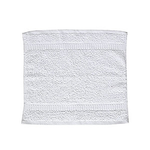 GOLD TEXTILES Premium Washcloths Towel Set (12 Pack, White, 12x12 Inches) Multi-Purpose Soft, Machine Washable Sports & Workout Towels (White, 12 Washcloths)