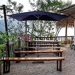 C-Hopetree Rectangular Outdoor Patio Market Table Umbrella with Tilt 6.5 x 10 ft, Navy Blue