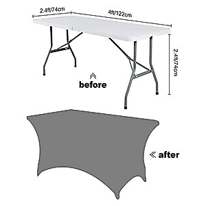 SUPERO Waterproof Spandex Table Cover for 4FT Table Universal Fitted Stretch Tablecloth for Party, Banquet, Wedding and Events-Black