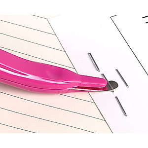 Professional Magnetic Staple Remover Puller Staple Puller Tool Staples Remover Staple Removal Tool for School Office Home (Orange, Rose, Green)