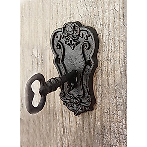 Lulu Decor, Cast Iron Antique Key Shaped Set of 3 Hooks in Different Style, Strong Heavy Decorative Hooks in Black, Useful and Elegant Wall Decor, Perfect for Housewarming Gifts/Holiday Gifts (Roman)