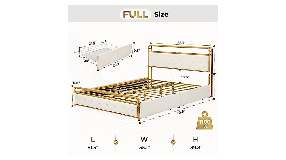 BTHFST LED Light Bed Frame with Storage & USB Ports